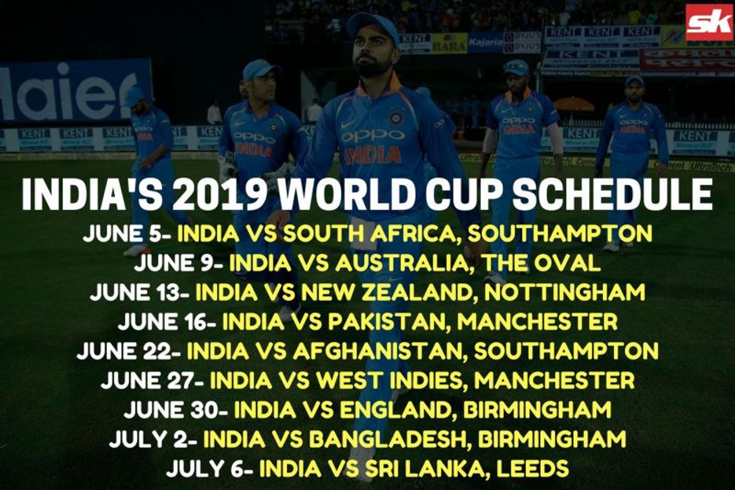 World Cup 2019 Schedule and Time Table with Schedule Pic - Sportskeeda