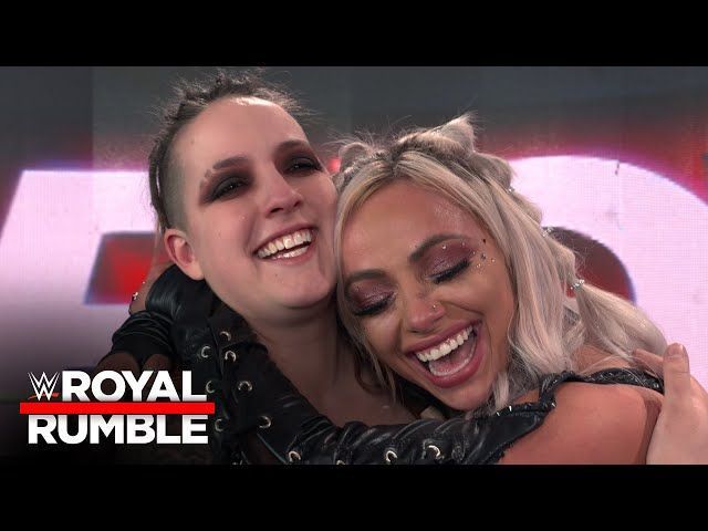 Sarah Logan reacts after making her WWE return at Royal Rumble