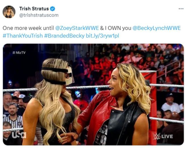 Trish Stratus claims she will "own" former women's champion next week ...