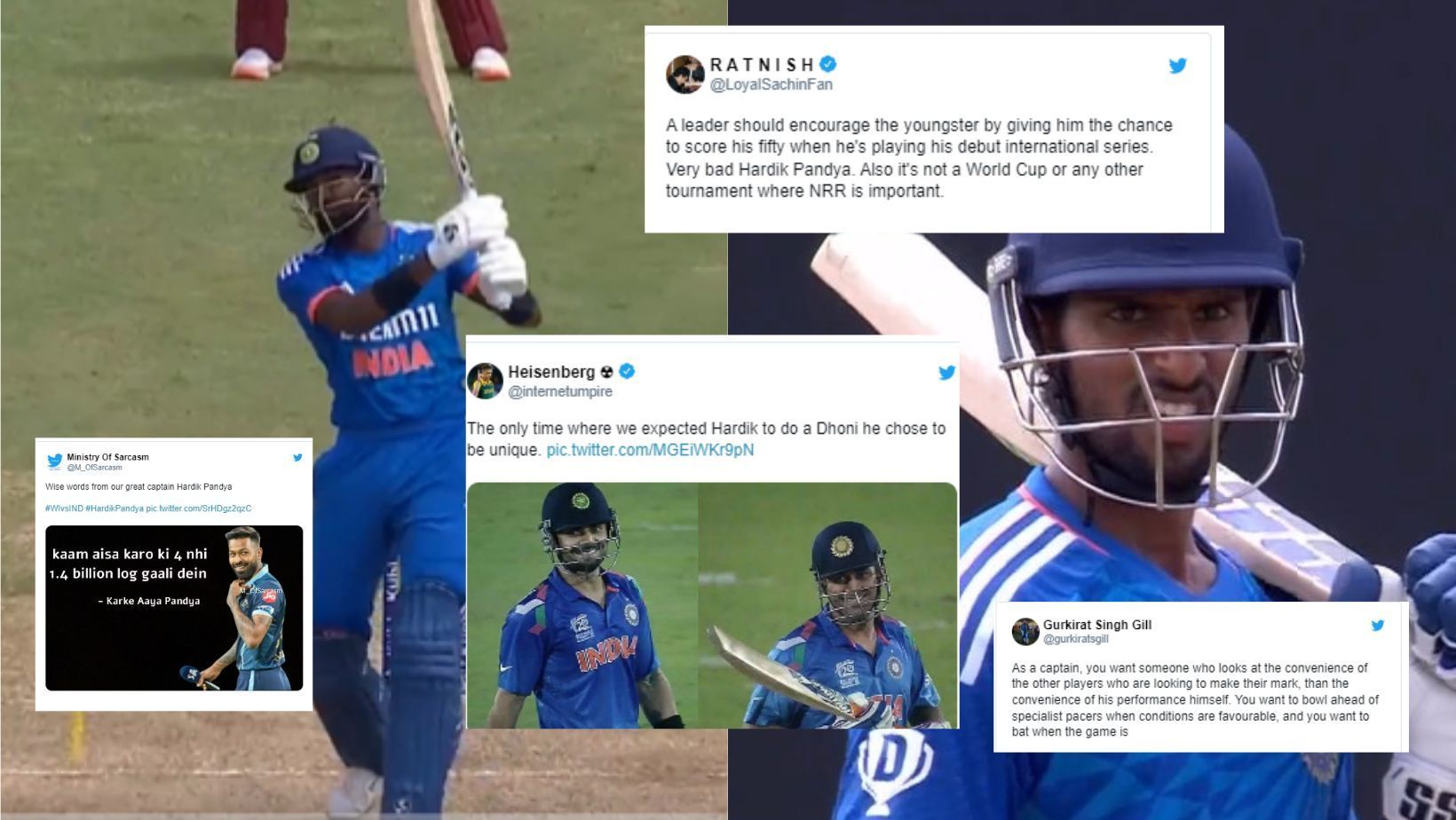 "Kya Dhoni banega re tu?" - Fans on Twitter bash Hardik Pandya as he denies Tilak Varma a 50 in ...
