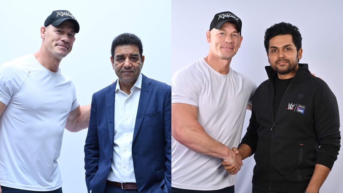 John Cena meets megastar Karthi and Sony Pictures Networks India Chief ...