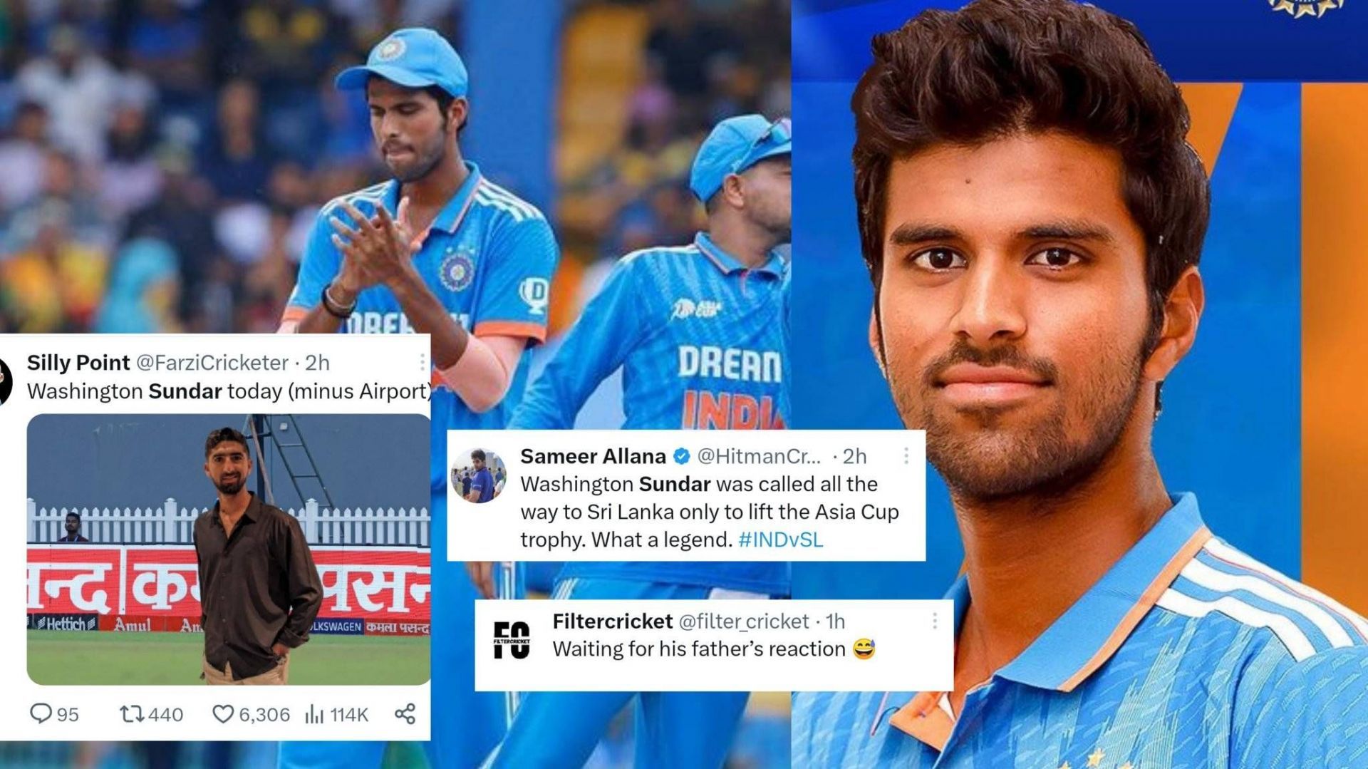 "Waiting for his father's reaction"- Fans react as Washington Sundar ...