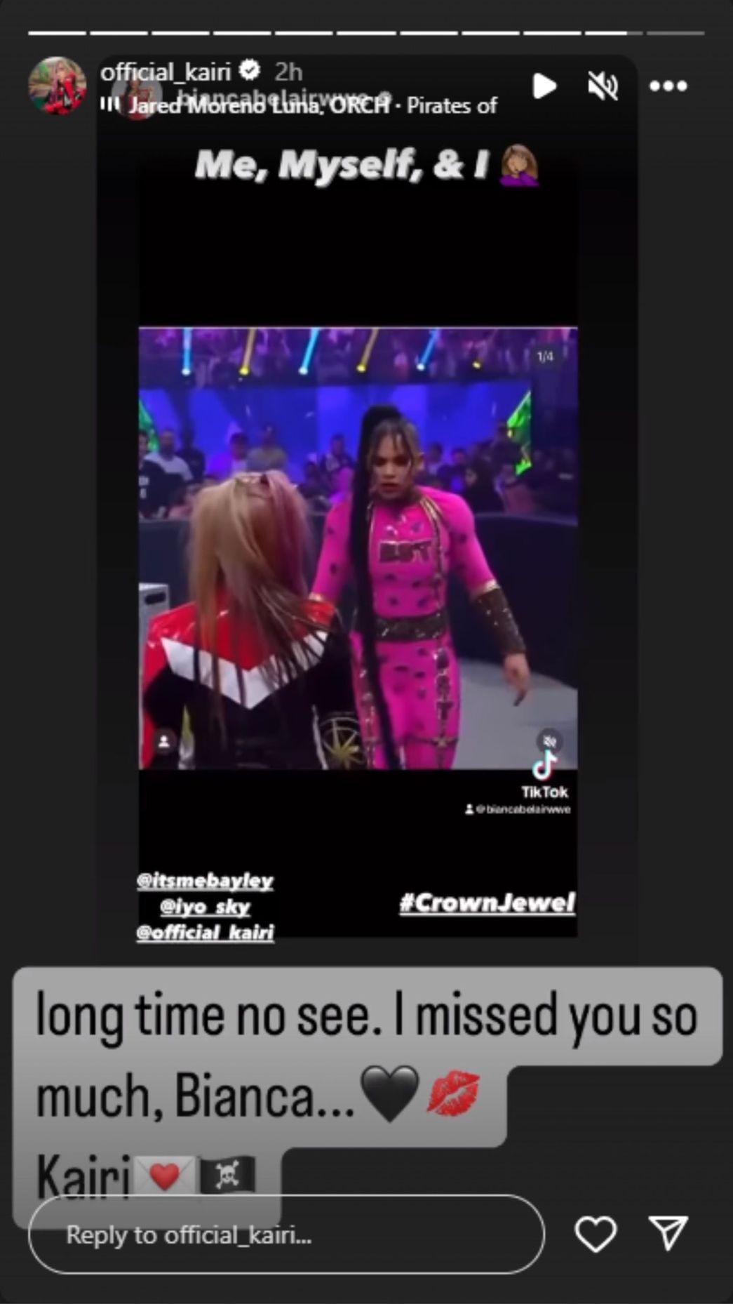 Kairi Sane sends confusing message to current rival following her return at WWE Crown Jewel