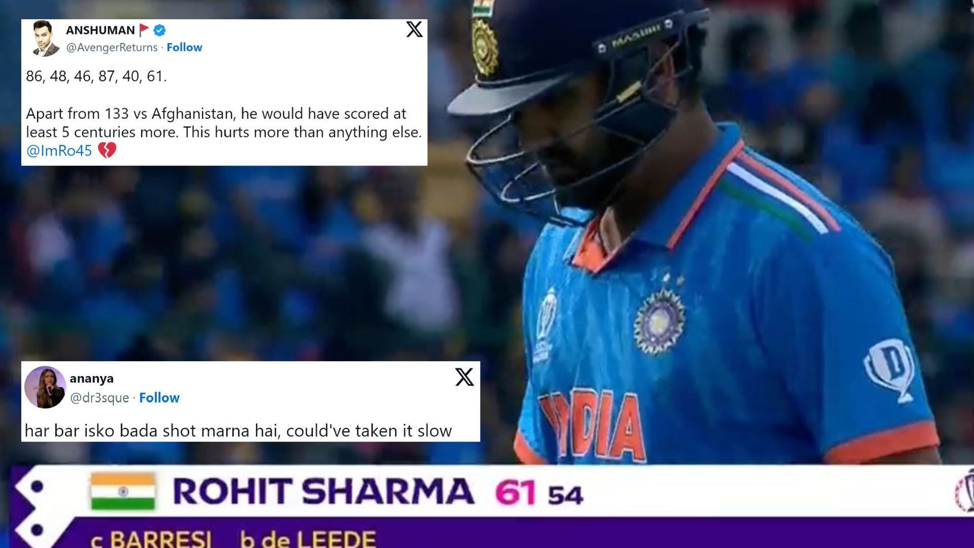 "Har bar isko bada shot maarna hai"- Fans disappointed as Rohit Sharma ...