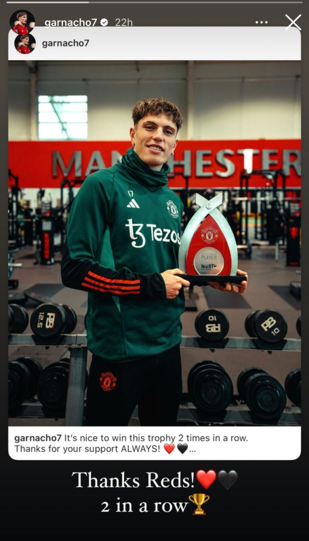 "2 in a row" - Manchester United star Alejandro Garnacho reacts as he ...