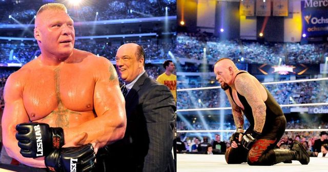 How did The Undertaker's arch-nemesis Brock Lesnar react backstage after ending his WrestleMania ...
