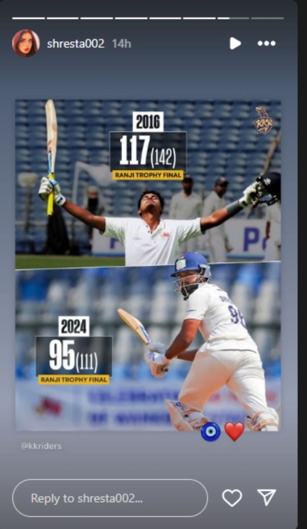 Shreyas Iyer’s sister Shresta shares heartfelt post after Mumbai batter smashes 95 in Ranji ...