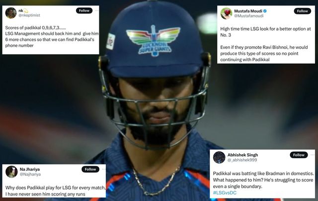 "Seems like he's forgotten how to hold the bat" - Fans react to Devdutt Padikkal's flop show in ...