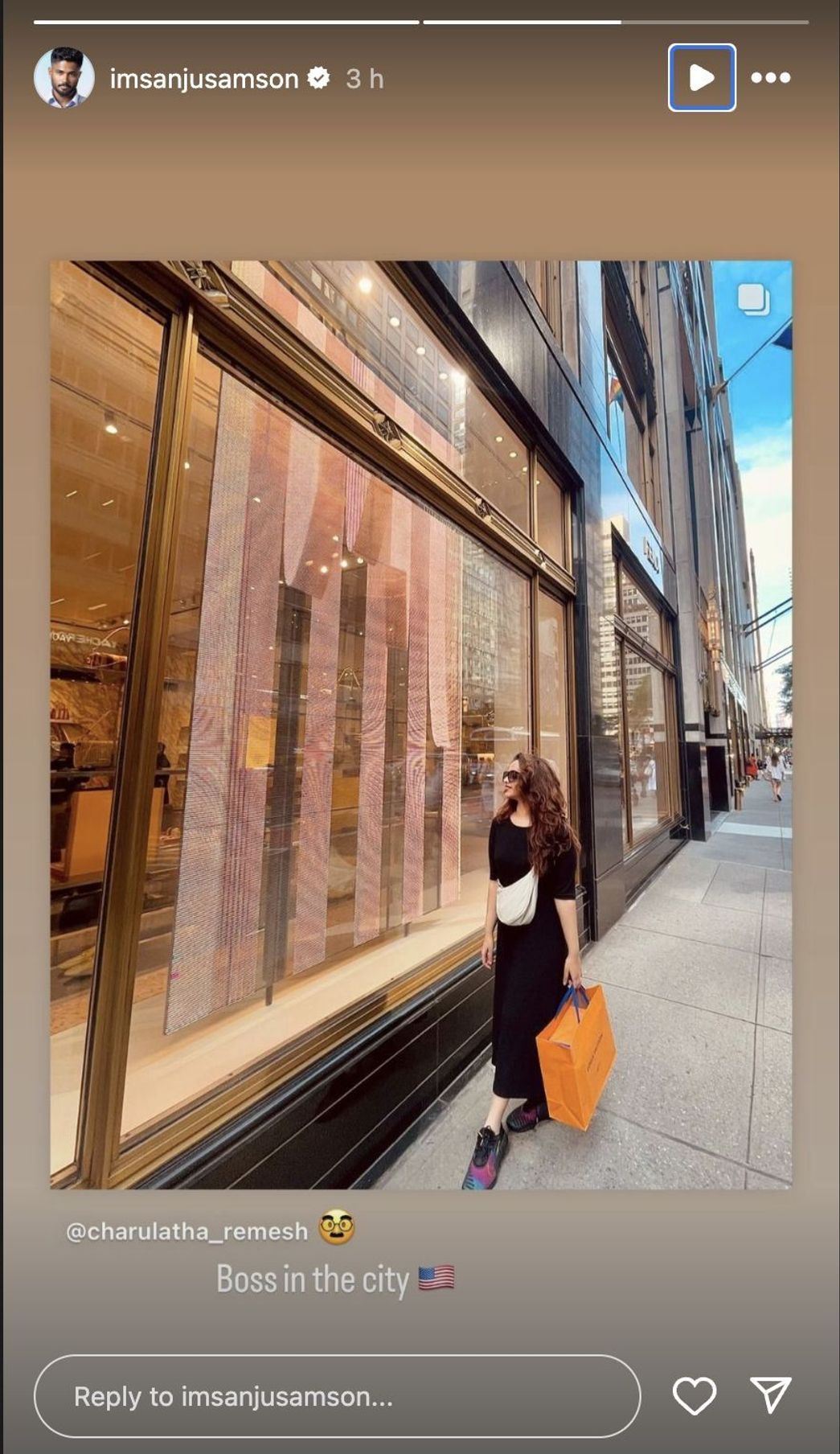 "Boss in the city" - Sanju Samson welcomes wife in New York ahead of ...