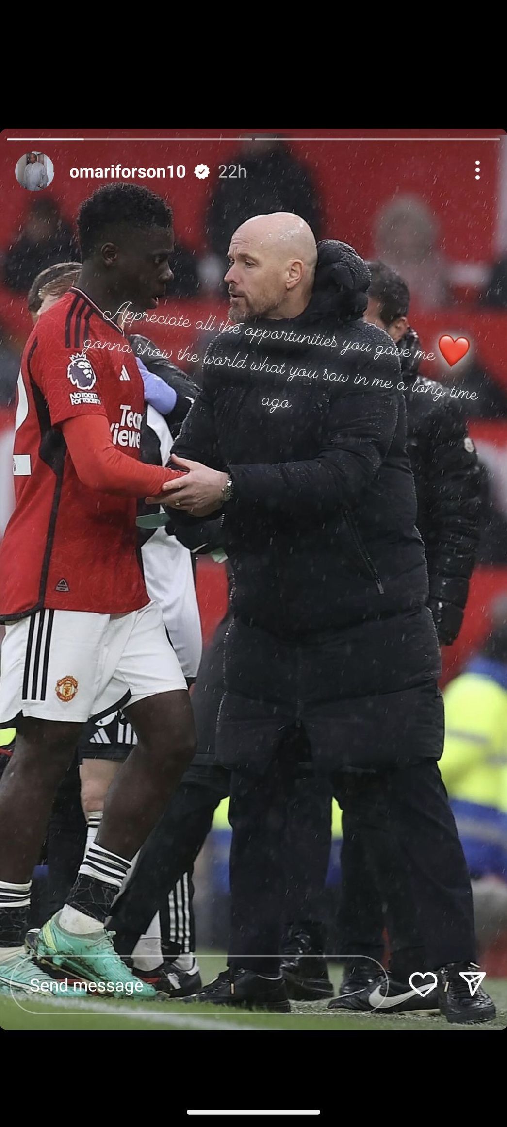 Ex-Manchester United talent Omari Forson sends message to Ten Hag after ...