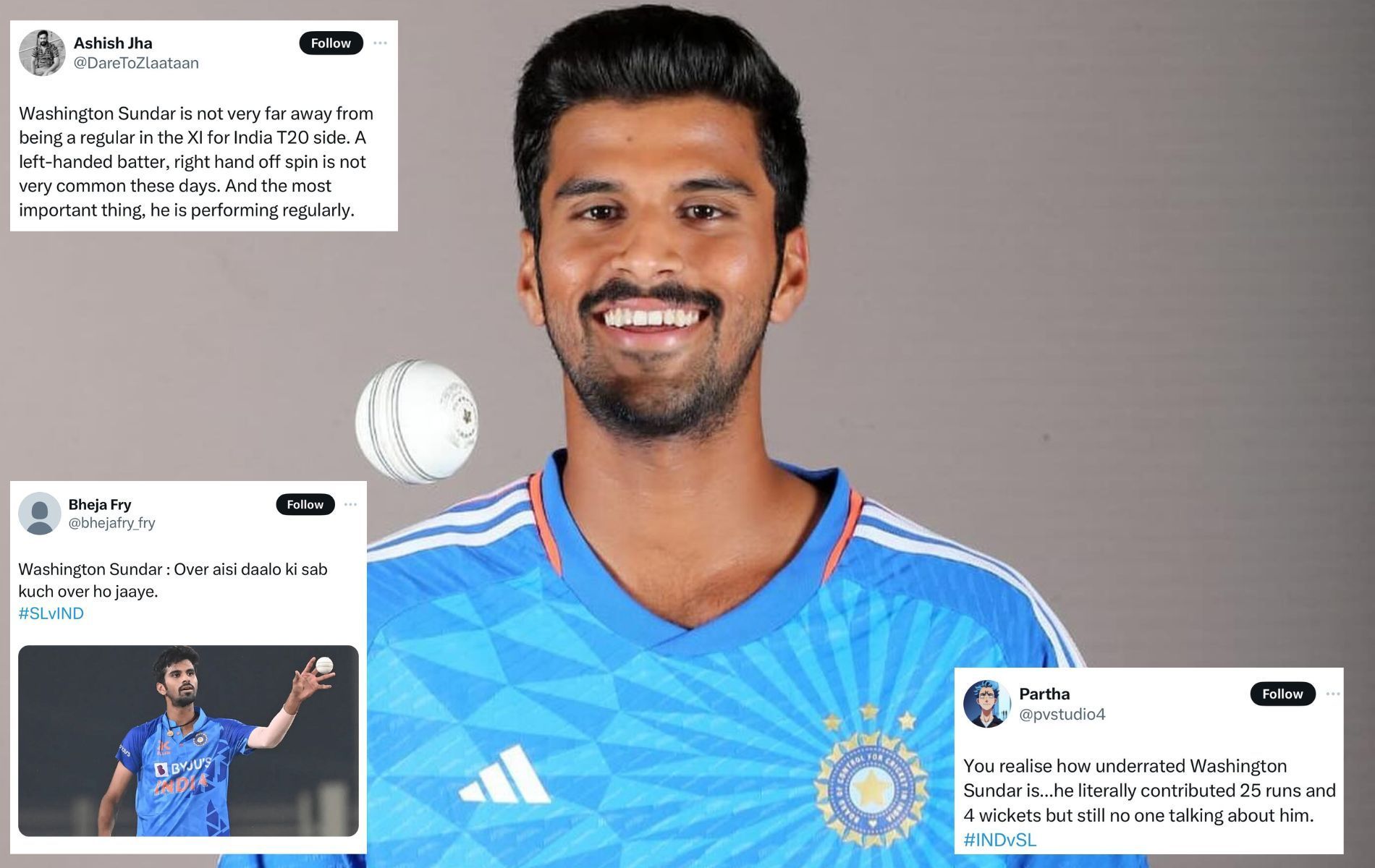 "Our best Jadeja replacement" - Fans react as Washington Sundar shines ...