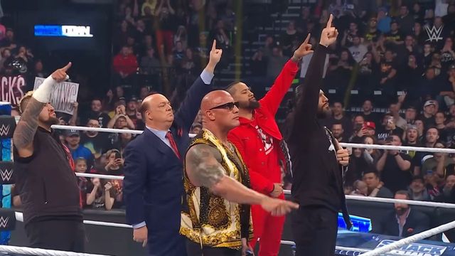 Female WWE star does The Bloodline's finger pose on live TV