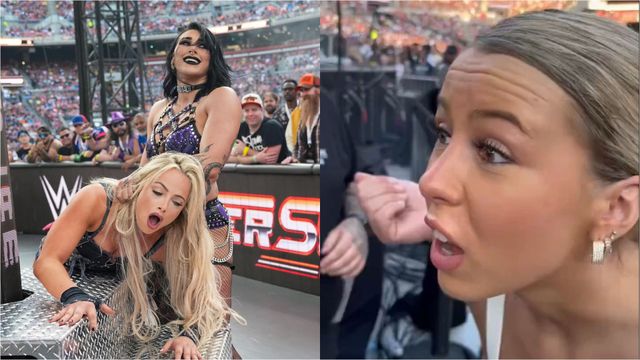 Hailey Welch (Hawk Tuah Girl) reacts to Rhea Ripley vs Liv Morgan at ...