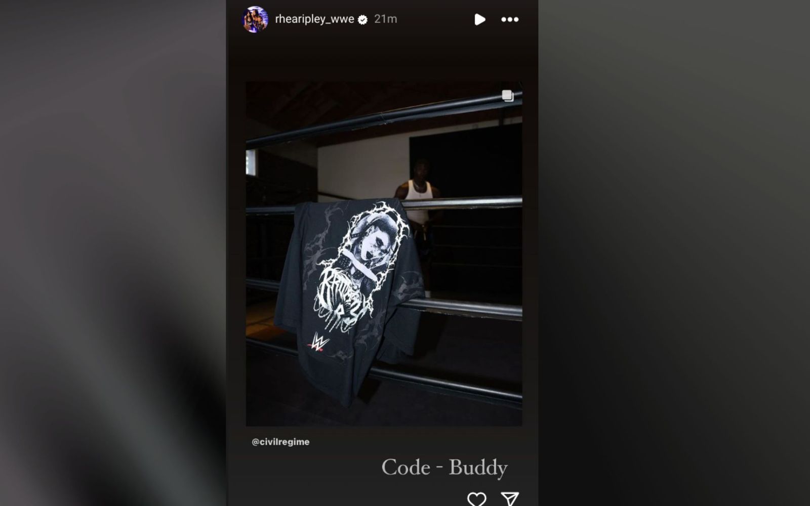 Rhea Ripley sends a code "Buddy"; real-life partner Buddy Matthews reacts
