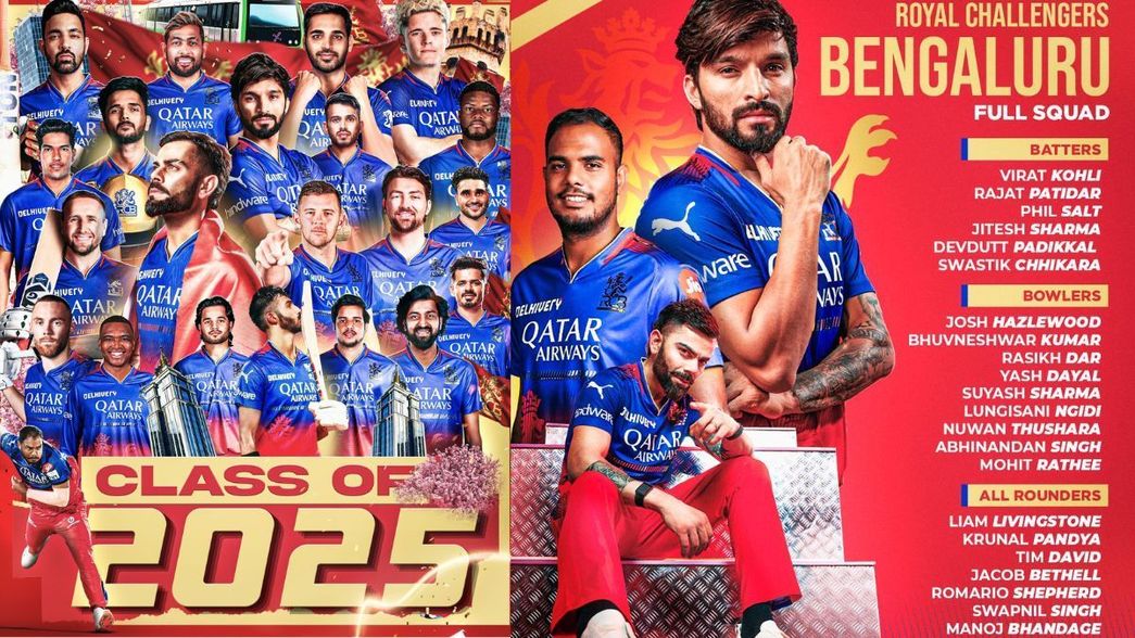 Royal Challengers Bangalore Team 2025 - RCB Team 2025 Players List, RCB ...