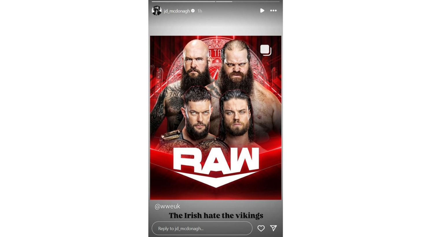 JD McDonagh makes controversial statement ahead of WWE RAW