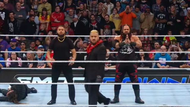 Tama Tonga reacts after The Bloodline ambushes two top superstars on WWE SmackDown