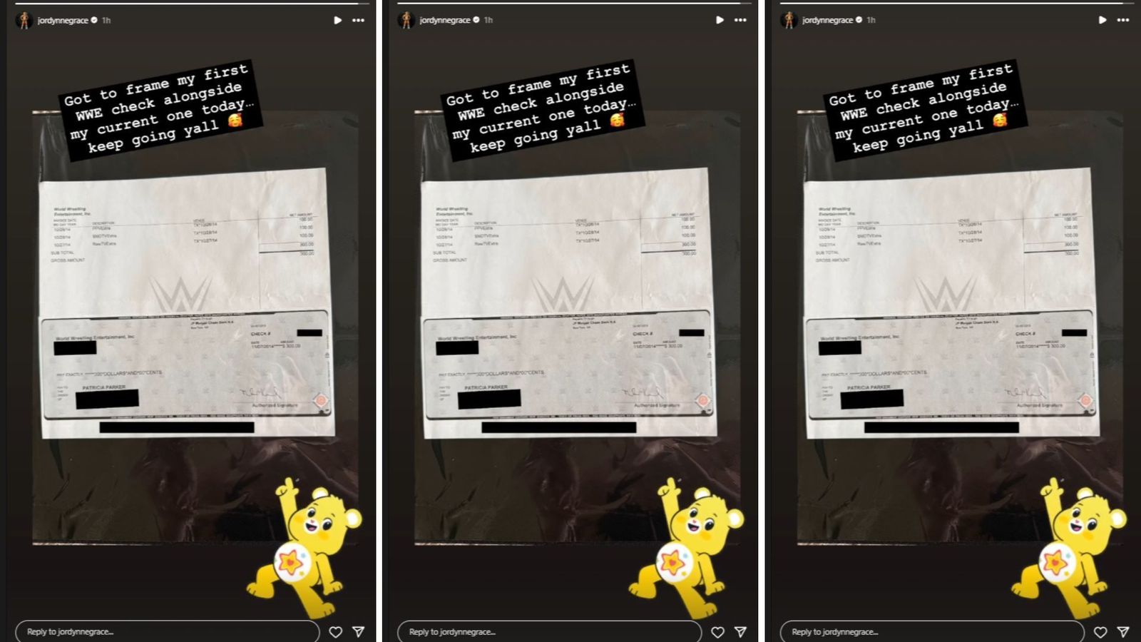 New WWE signing shares picture of her first check from the company ...