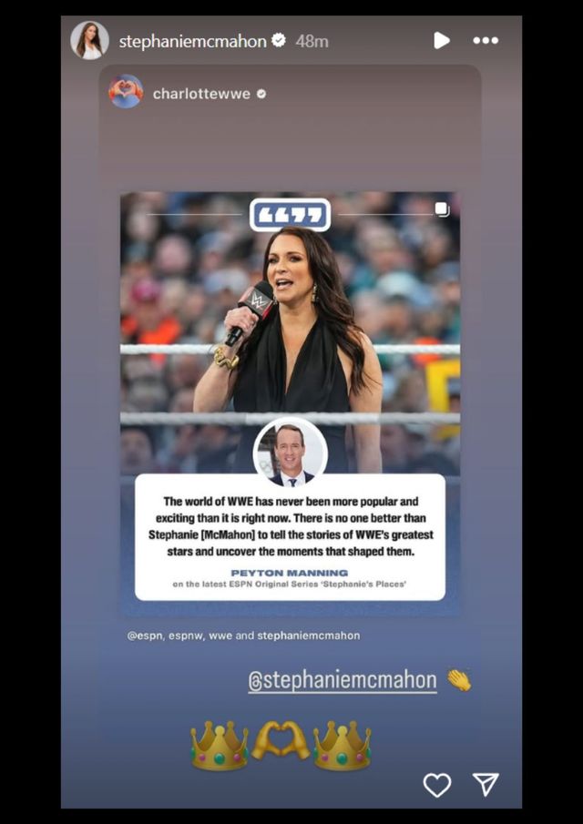 Stephanie McMahon reacts to WWE star Charlotte Flair's gesture