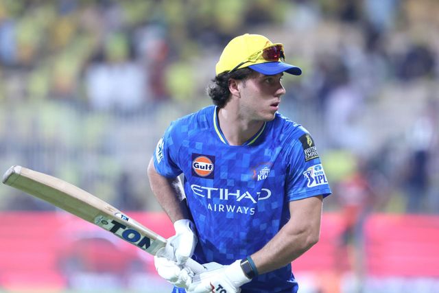 Kamindu Mendis takes a stunning diving catch at long-off to dismiss well-set Dewald Brevis for ...