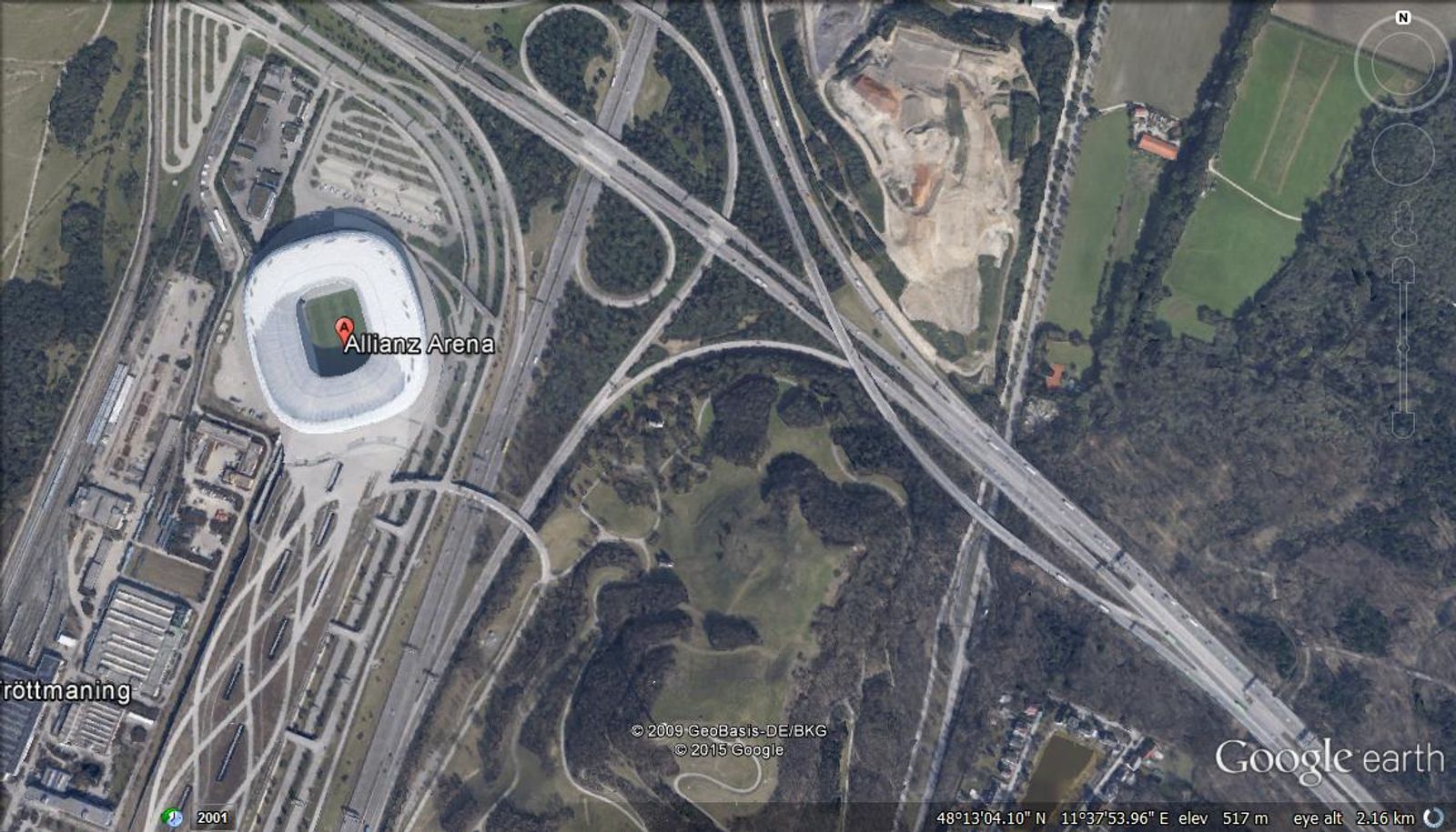 Google Earth view of 10 of the most iconic football stadiums in the world