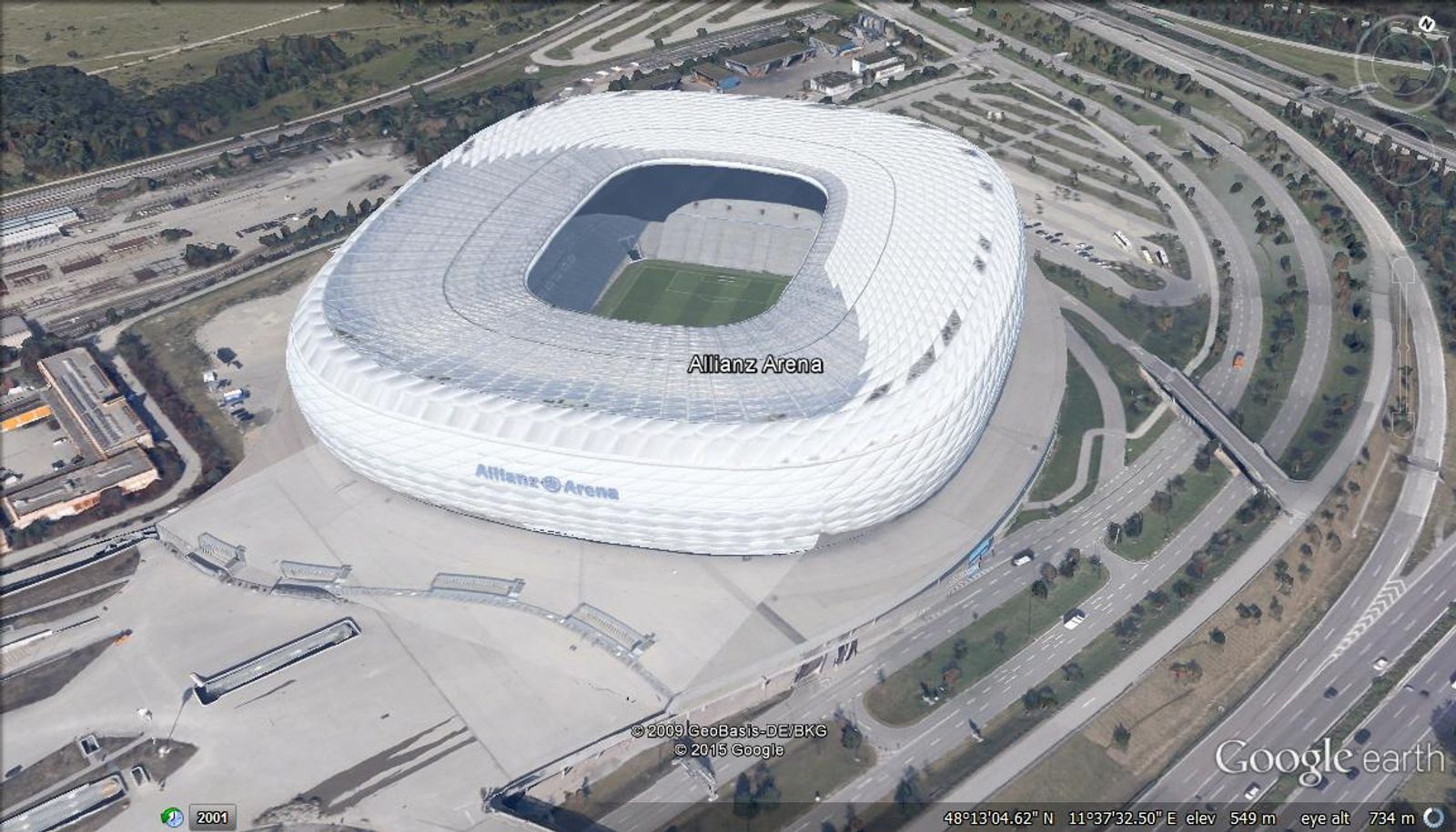 Google Earth view of 10 of the most iconic football stadiums in the world