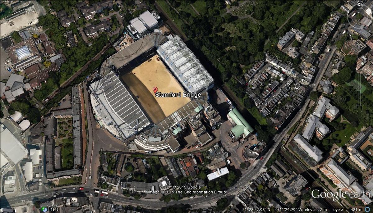 Google Earth view of 10 of the most iconic football stadiums in the world