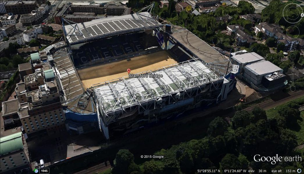 Google Earth view of 10 of the most iconic football stadiums in the world